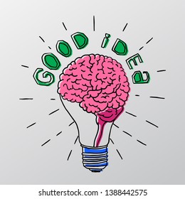Brainstorming Concept Creative Idea Human Brain Stock Vector (Royalty ...