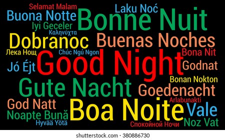 Good Night Word Cloud Different Languages Stock Illustration 380886730 ...
