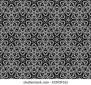 Gothic Geometry Flower Seamless Pattern Black Stock Illustration ...