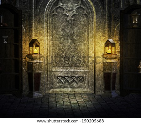 Gothic Palace Interior Background Stock Illustration 150205688 ...