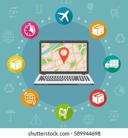 Gps Tracking Order Flat Design Illustration Stock Illustration ...
