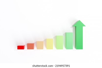 373 3d Rendering Growth Bar Chart And White Arrow With Green Background ...