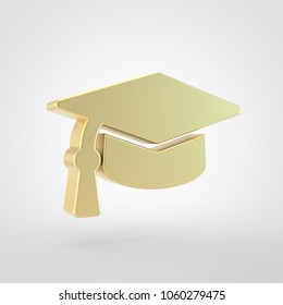 Graduation Cap Icon 3d Render Golden Stock Illustration 1060279475 ...