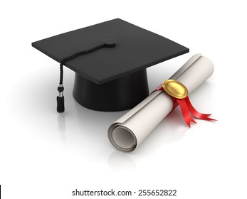 Graduation Cap Diploma Vector Illustration Hand Stock Vector (Royalty ...