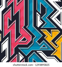 Graffiti Geometric Seamless Pattern Stock Vector (Royalty Free ...