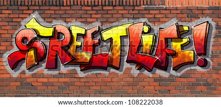 Graffiti Wall Red Brick Wall Sprayed Stock Illustration 108222038 ...