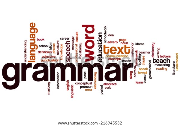 Ilustración de stock sobre Grammar Concept Word Cloud Background 216945532