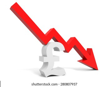 Graph Down Pound Sign Arrow 3d Stock Illustration 280807937