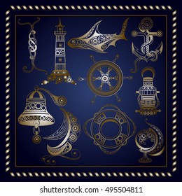 Graphic Abstract Sailor Elements Set Kit Stock Illustration 495504811