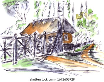 227 Thatched cottage drawing Images, Stock Photos & Vectors | Shutterstock