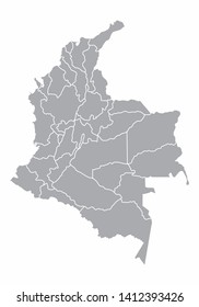 Gray Colombia Map Divided Into Regions Stock Illustration 1412393426 ...