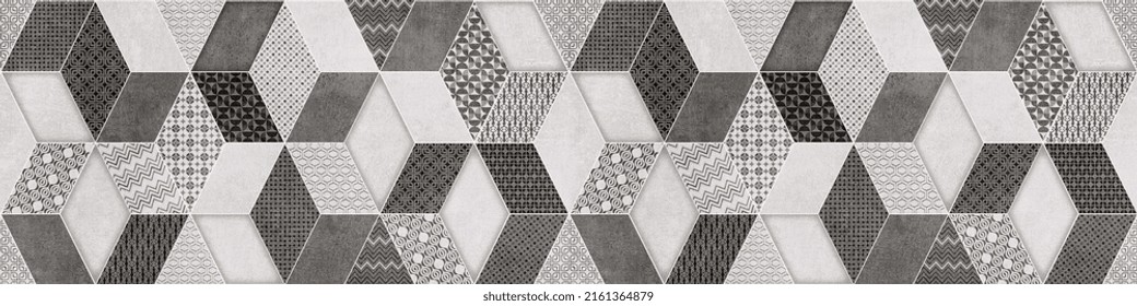 Gray Geometric Retro Tiles Pattern Vintage Stock Illustration ...