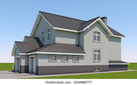 Gray House Gray Build 3d Rendering Stock Illustration 1018480771 ...