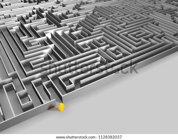 Gray Labyrinth On Neutral Background 3d Stock Illustration 1128382037