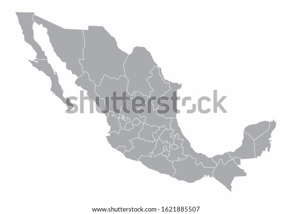 Gray Map Mexico Divided Into Provinces Stock Illustration 1621885507