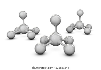 Gray Molecule Structure 3d Illustration Isolated Stock Illustration ...