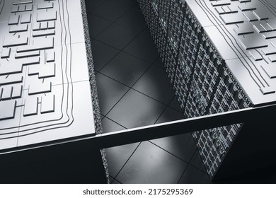 Gray Server Room Interior Background Racks Stock Illustration ...