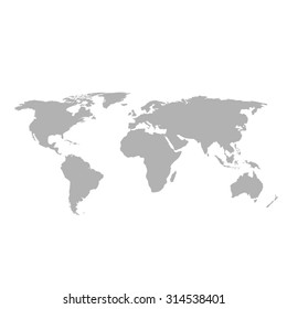 Gray World Map On White Background Stock Illustration 314538401 ...