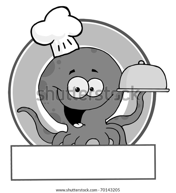 Grayscale Octopus Chef Stock Illustration 70143205 | Shutterstock