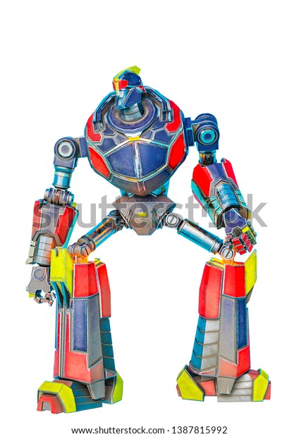Great Robot Doing Crouch Pose White Stock Illustration 1387815992 ...