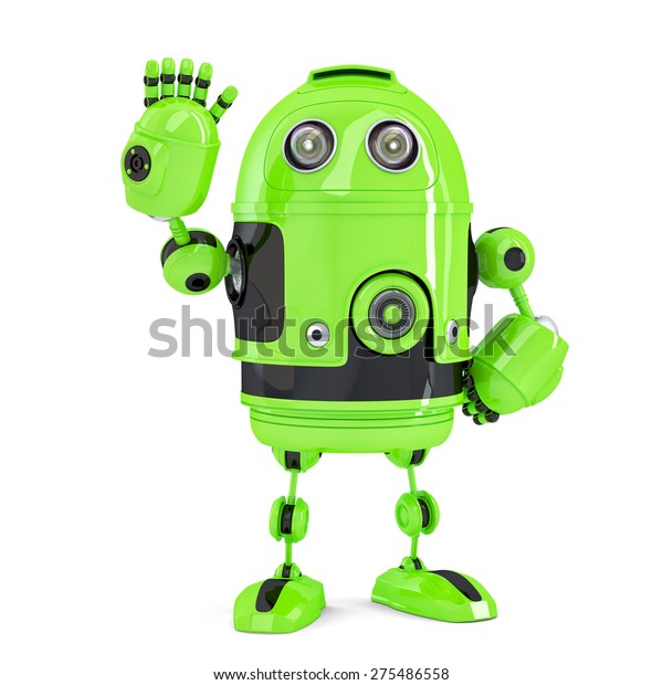 Robot verde 3d saludando. Aislado sobre: ilustración de stock 275486558 ...