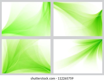Green Abstract Smooth Backgrounds Set Raster Stock Illustration ...