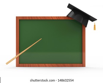 Green Chalkboard Graduation Cap Pointer Isolated Stock Illustration ...