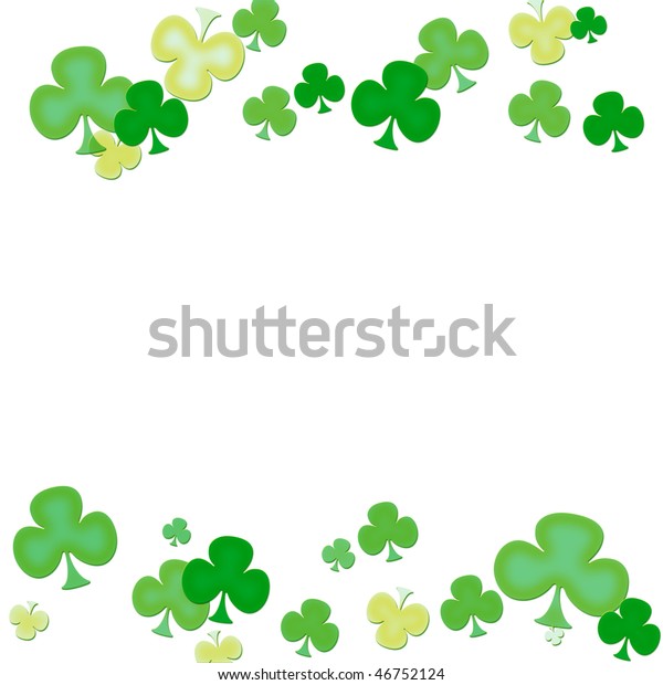 Green Clovers Making Border On White Stock Illustration 46752124