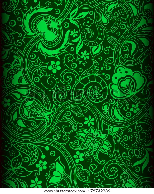 Green Color Batik Pattern Background Stock Illustration 179732936