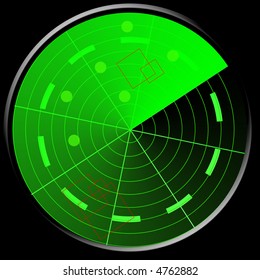 Green Empty Radar Screen On Black Stock Illustration 29974300