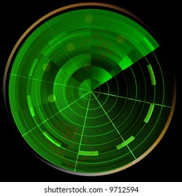 Green Empty Radar Screen On Black Stock Illustration 29974303 ...