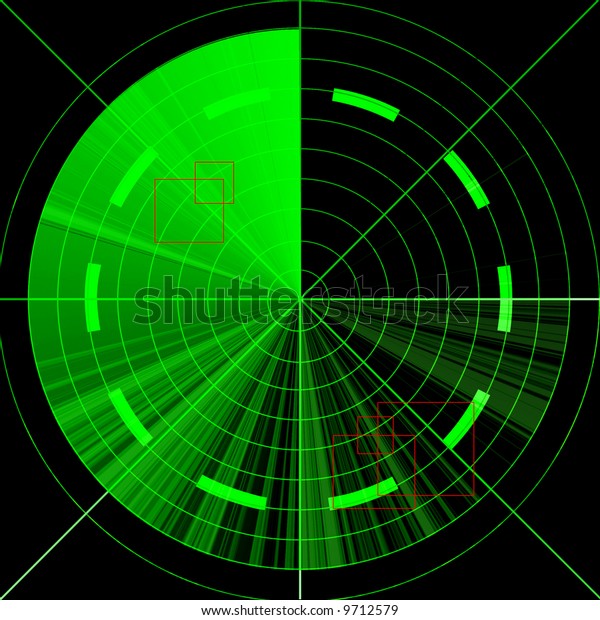 Green Empty Radar Screen Stock Illustration 9712579