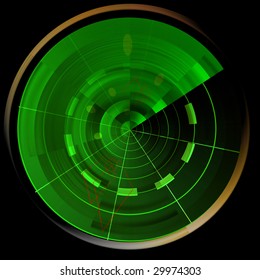 Green Empty Radar Screen On Black Stock Illustration 29974303 ...