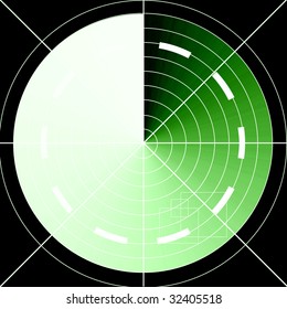 Green Empty Radar Screen On Dark Stock Illustration 32405518