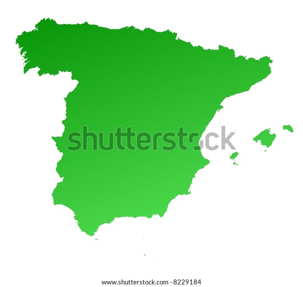 Green Gradient Spain Map Detailed Mercator Stock Illustration 8229184 ...