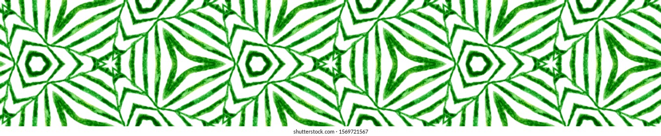 Green Handdrawn Seamless Border Scroll Geometric Stock Illustration ...