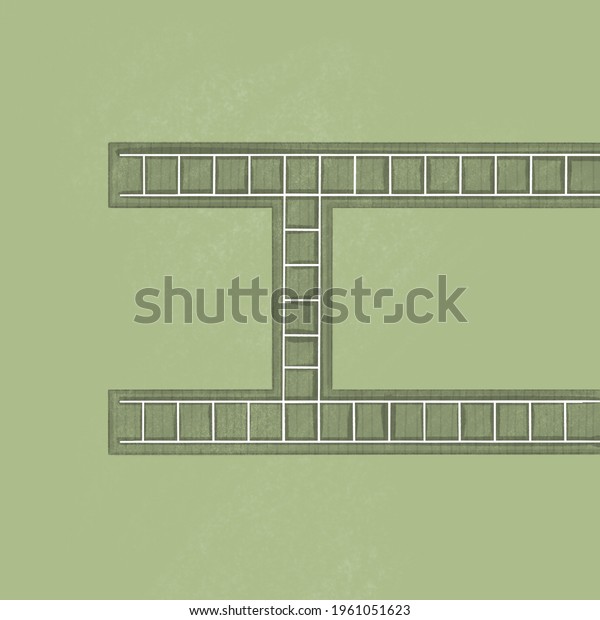 Green Illustration Train Tracks Shape Letter Stock Illustration ...