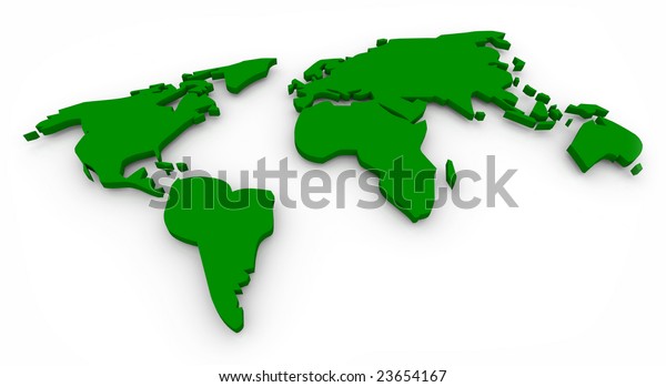 Green Map World Continents Spread Flat Stock Illustration 23654167