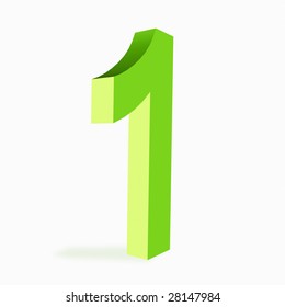 3d Green Number 1 On White Stock Illustration 327952049