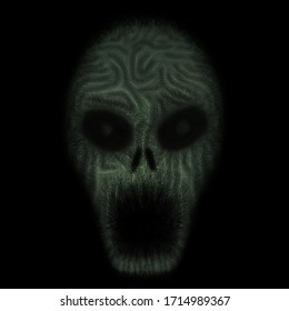 Green Patterned Skull Alien Head Open Stock Illustration 1714989367 ...