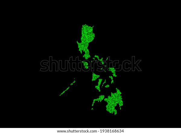 Green Pixel Art Map Philippines Isolated 库存插图 1938168634 | Shutterstock