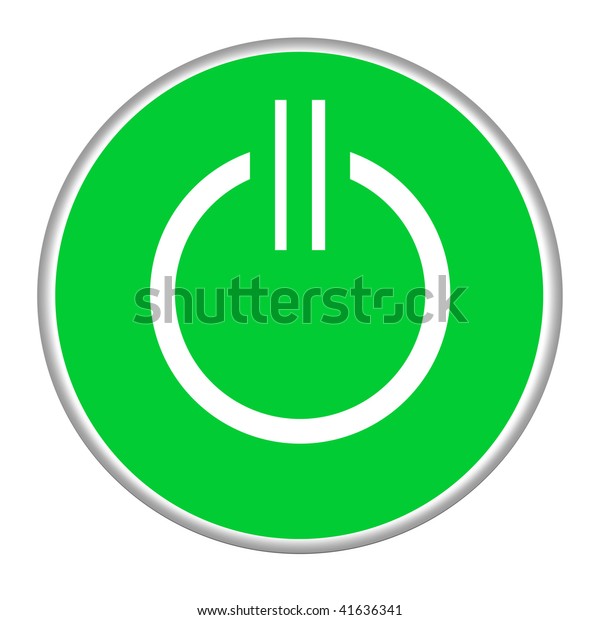 Green Power Button Isolated On White Stock Illustration 41636341