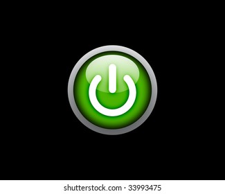 Green Power Button On Black Background Stock Illustration 33993475 ...