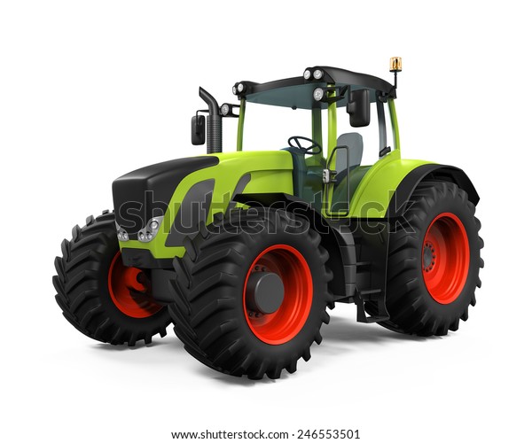 Tractor verde aislado