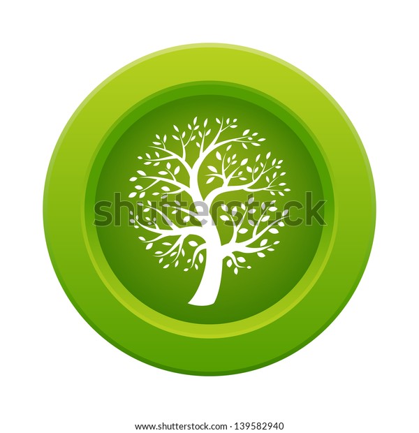 Green Tree Button Raster Illustration Stock Illustration 139582940 ...