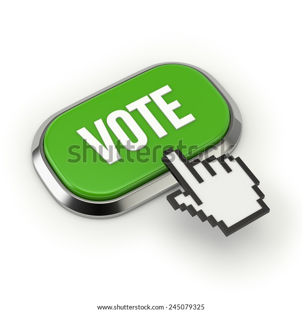 Green Vote Button Metallic Border On Stock Illustration 245079325