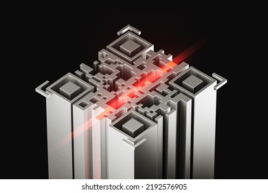 Grey Isometric Qr Code Red Scanning Stock Illustration 2192576905 ...