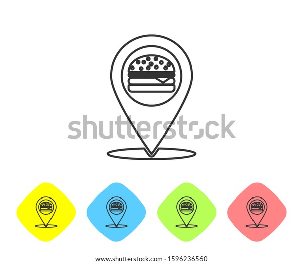 Grey Map Pointer Fast Food Burger Stock Illustration 1596236560 ...