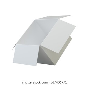 Open White Cardboard Box Isolated Render: ภาพประกอบสต็อก 134600474 ...