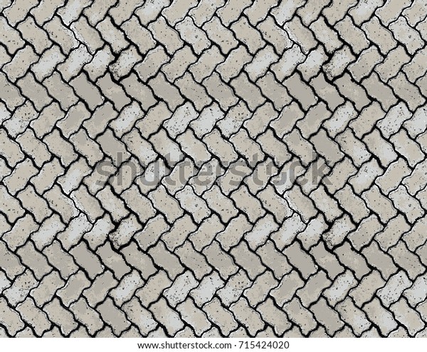 Grey Seamless Brick Pattern Cartoon Effect Stock Illustration 715424020